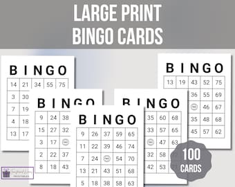 Jumbo Bingo Cards! 100 Large Print 1-75 Bingo Cards, 1 per Page ...