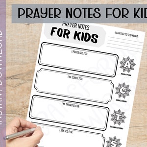 Prayer Notes for Kids, PDF Printable, Instant Download, Boys, Girls ...
