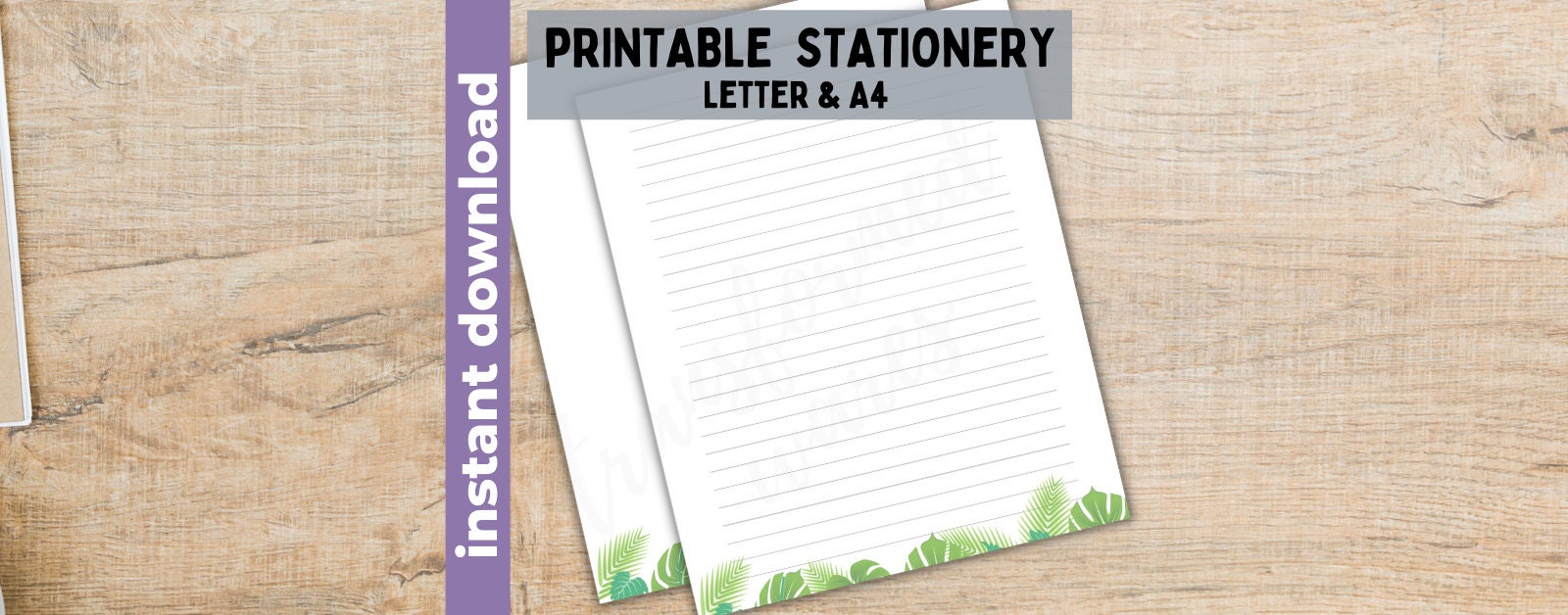 Printable Tropical Leaves Stationery Greenery Letter Writing - Etsy