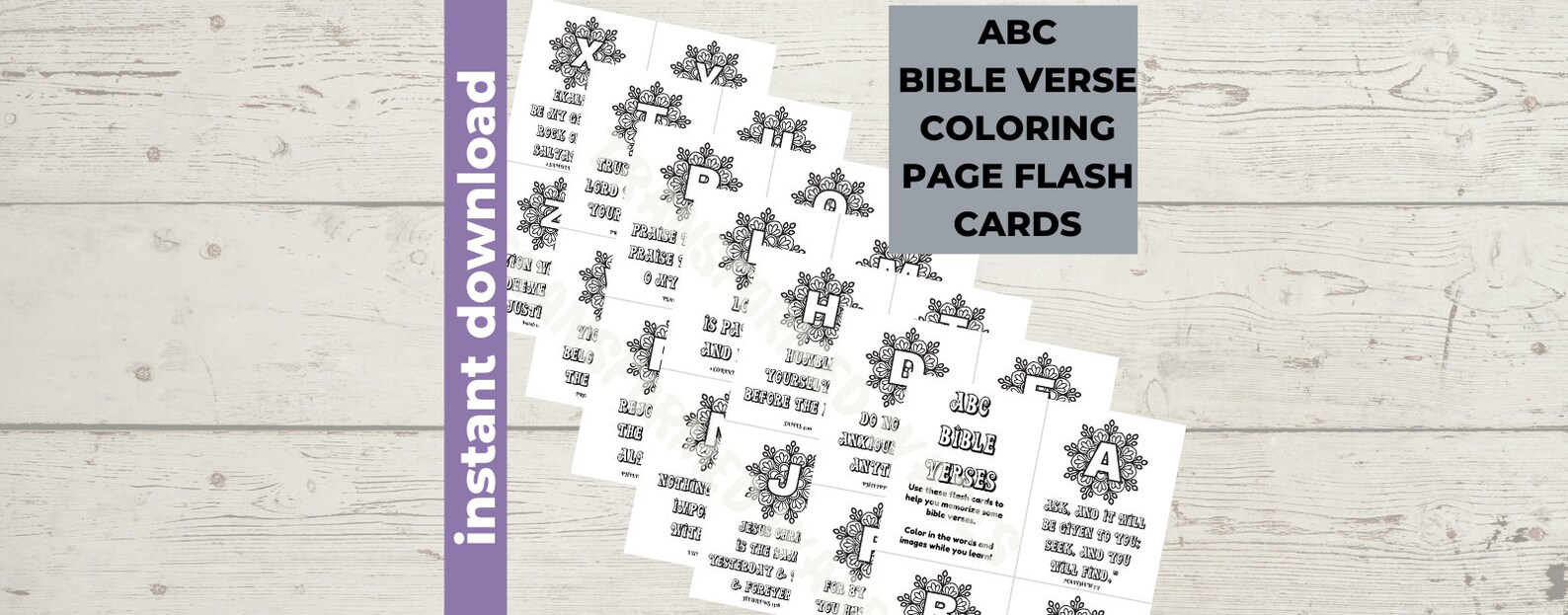 ABC Bible Verse Flash Cards, Bible Verse Coloring Page Flash Cards ...