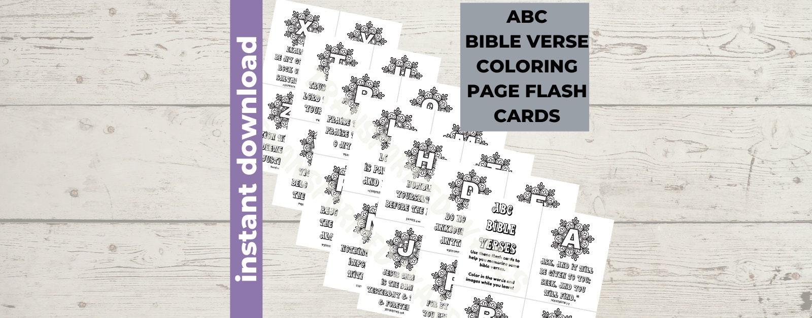 ABC Bible Verse Flash Cards, Bible Verse Coloring Page Flash Cards ...
