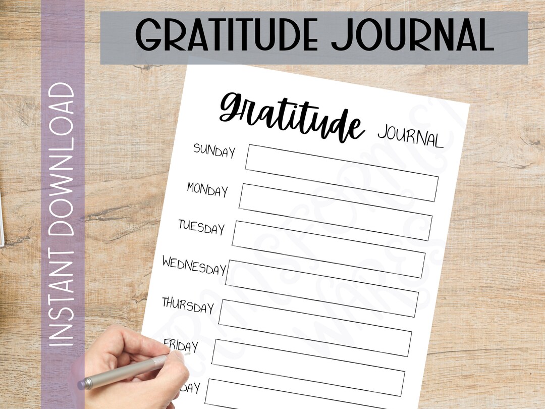 Gratitude Journal Printable Minimalist Thankfulness Planner Daily ...