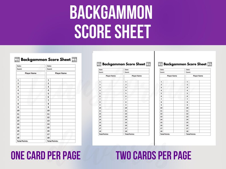 Backgammon Score Sheet Template, Printable Backgammon Score Sheet ...