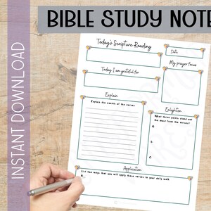 Bible Study Notes, PDF Printable, Instant Download, Church Journal ...