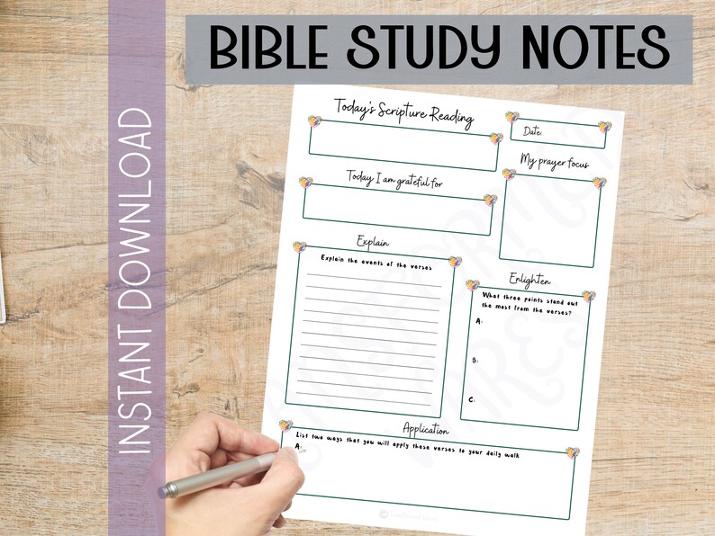 Bible Study Notes, PDF Printable, Instant Download, Church Journal ...