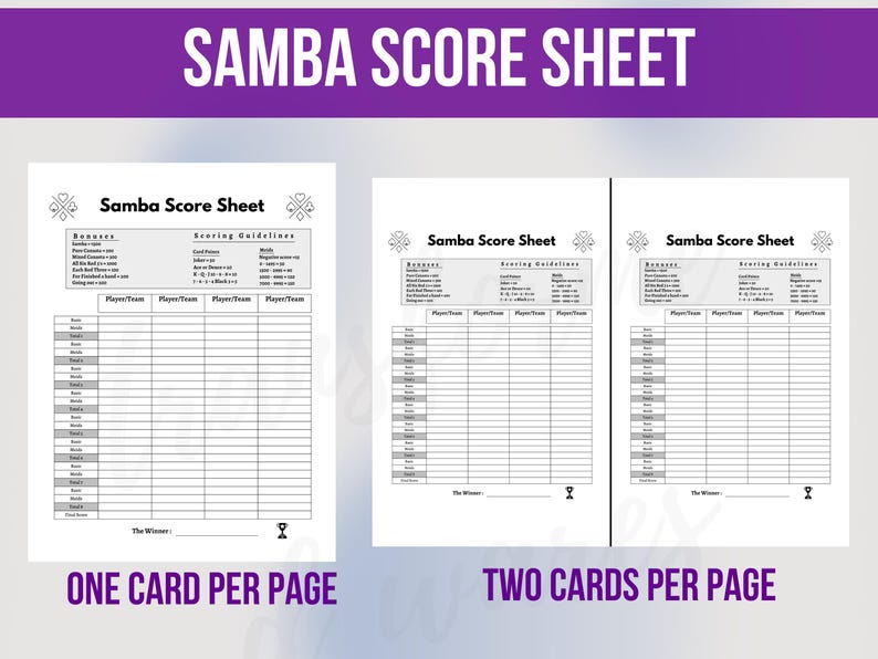 Samba Score Sheet Template, Printable Samba Score Sheet, Samba Card ...