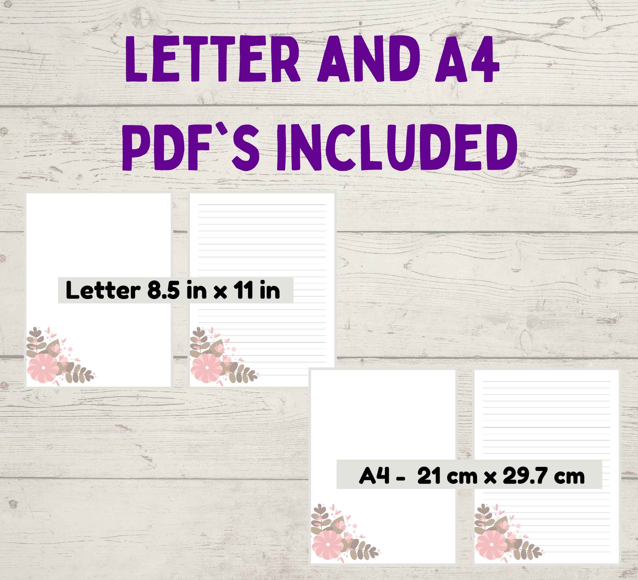 Printable Stationery Pink Floral Writing Paper Notepaper - Etsy