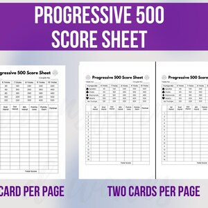 Progressive 500 Score Sheet, Printable Progressive 500 Score Sheet ...