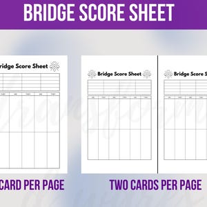 Bridge Score Sheet Template, Printable Bridge Score Sheet, Bridge Game ...