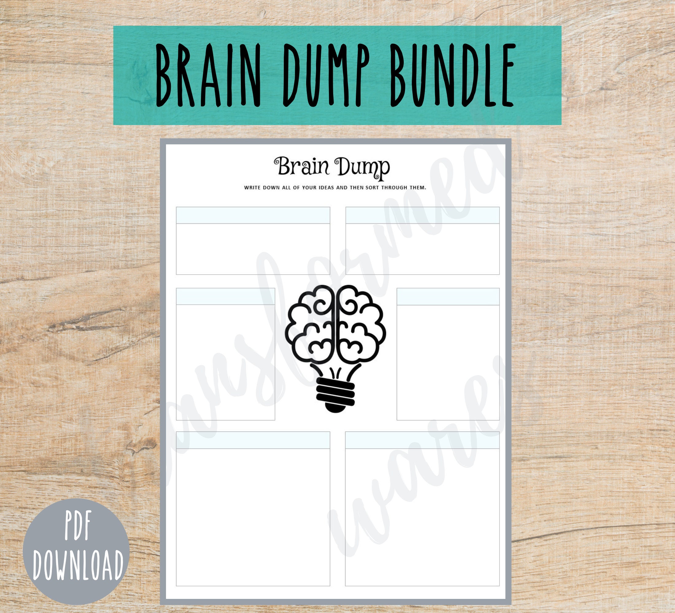 Brain Dump Bundle Printable Daily Thought Organizer PDF Instant ...