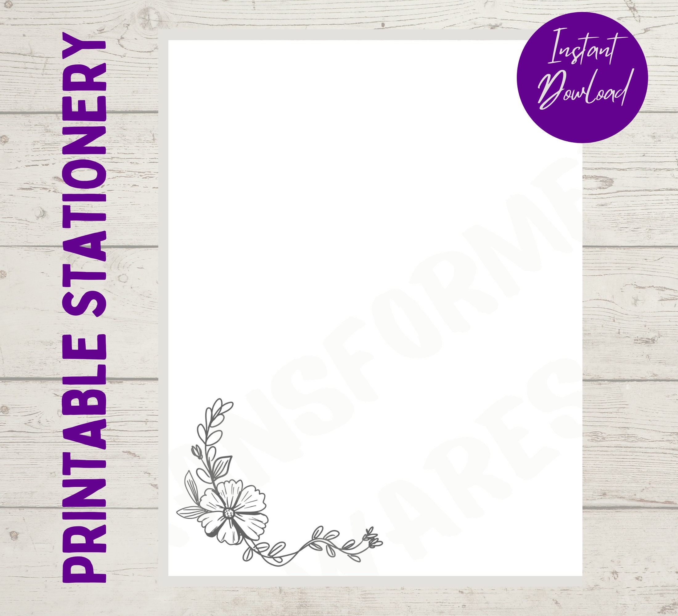 Black and White Floral Printable Stationary Printable Writing Paper ...