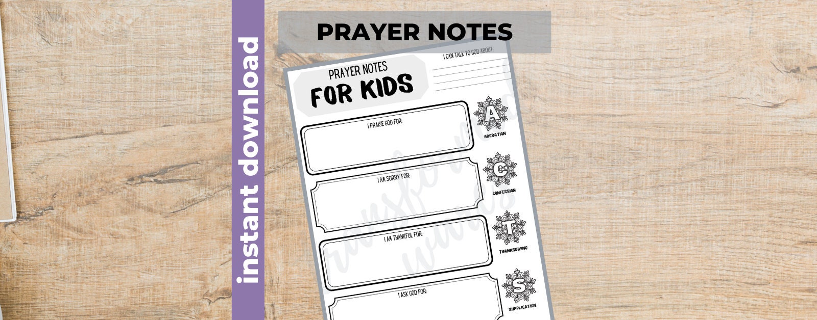 Prayer Notes for Kids, PDF Printable, Instant Download, Boys, Girls ...