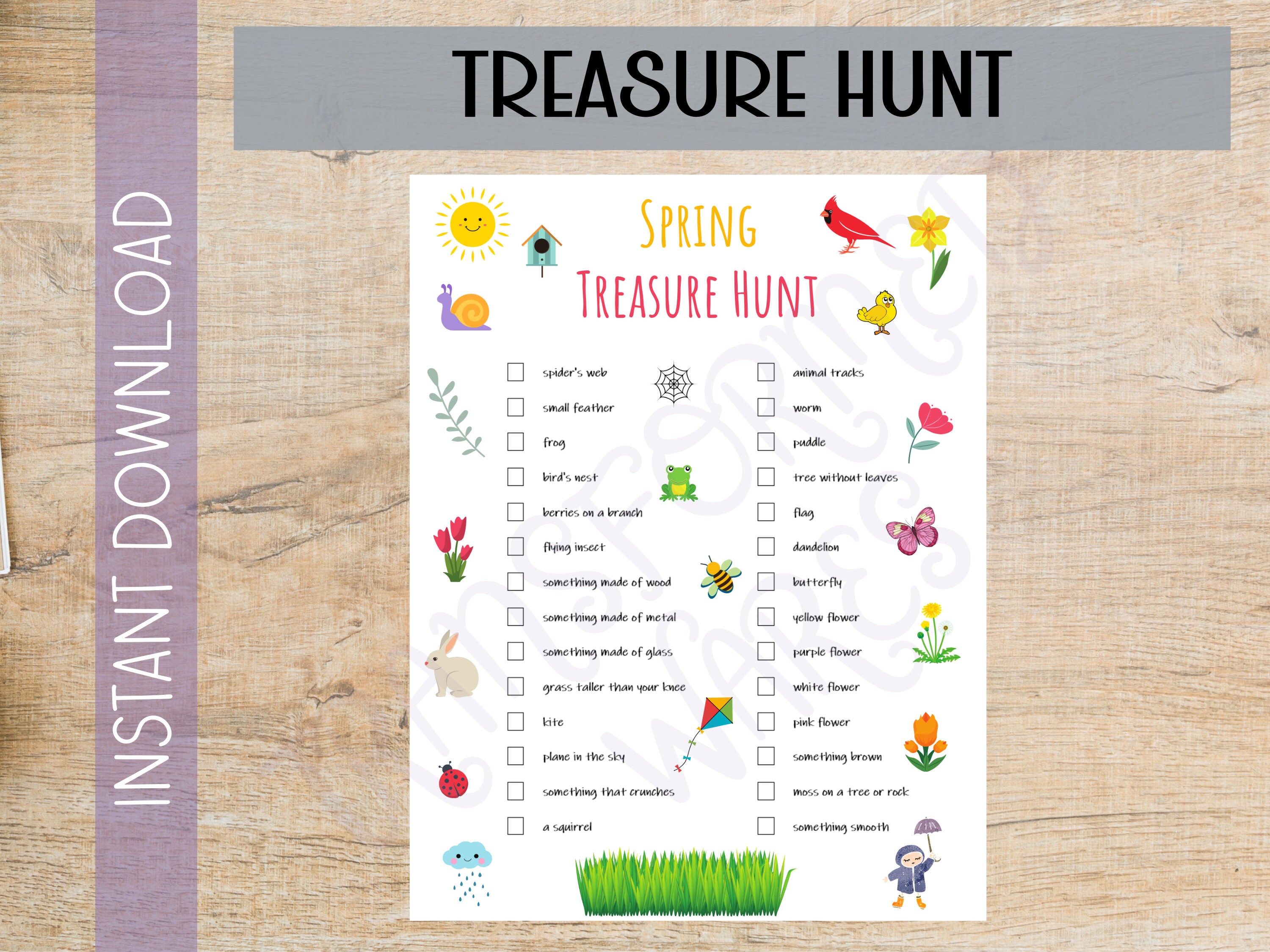 Spring Treasure Hunt for Kids | Outdoor Scavenger Hunt Game | Holiday ...