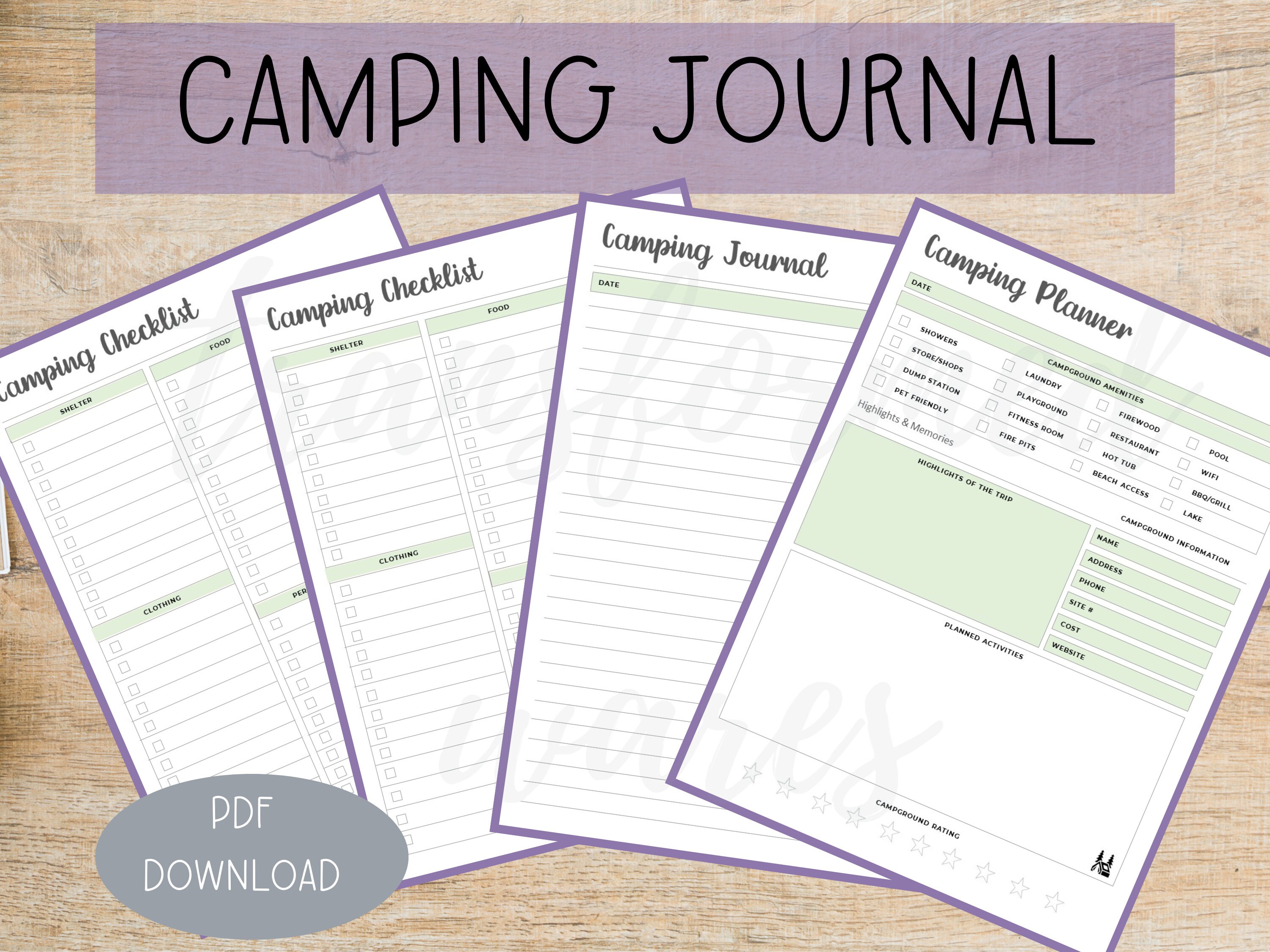 Printable Camping Planner and Journal Instant Download Print at Home ...