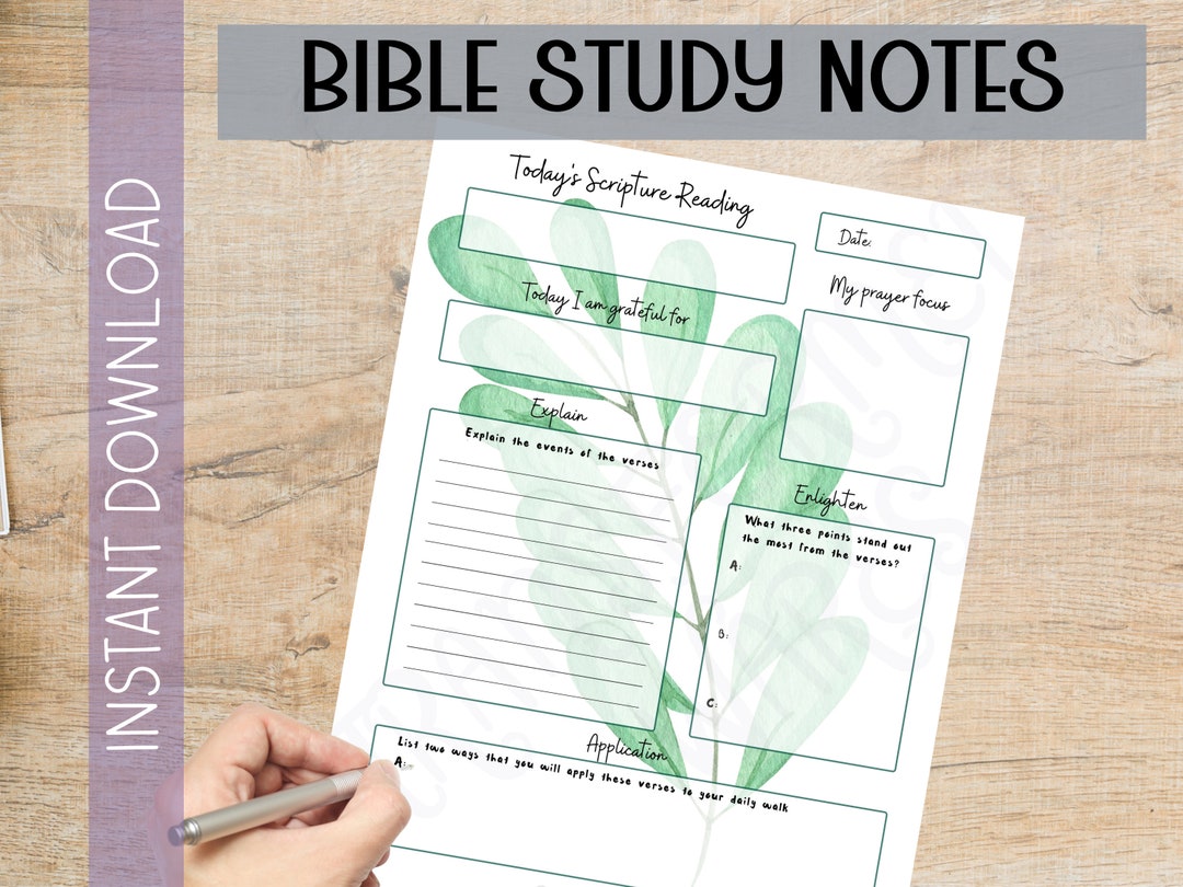 Bible Study Notes, PDF Printable, Instant Download, Church Journal ...