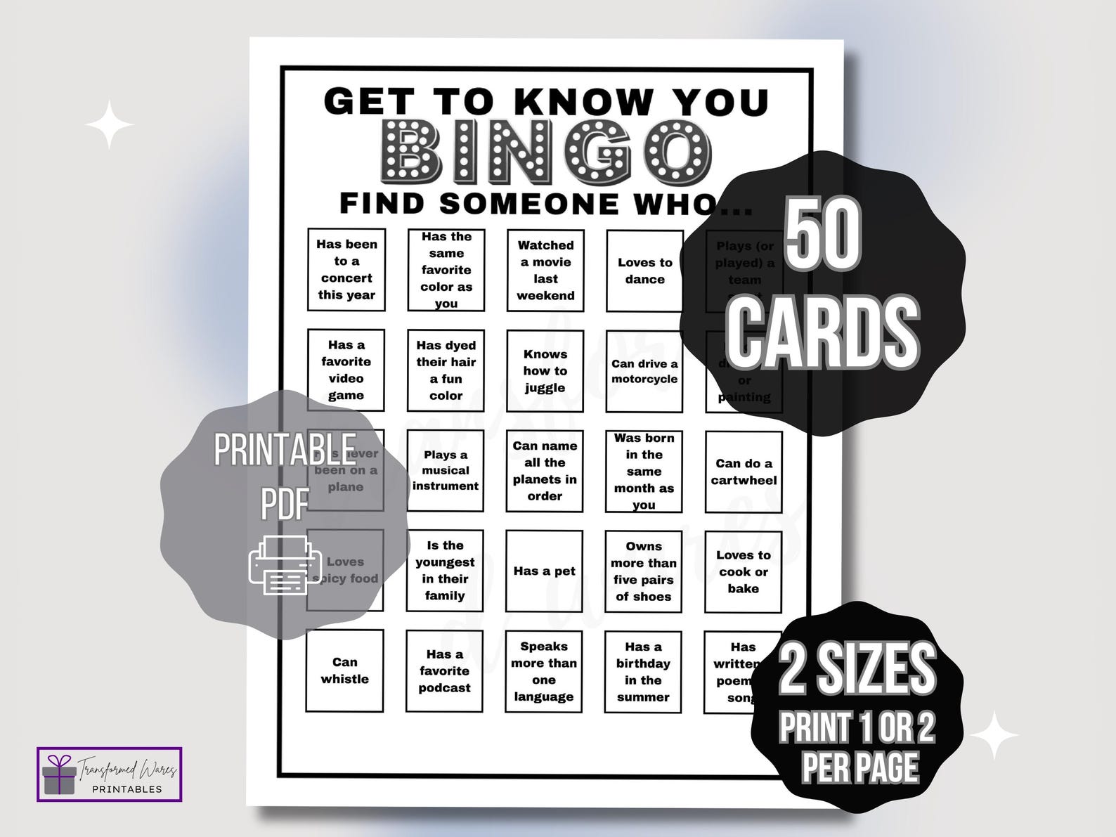 Get to Know You Bingo, Icebreaker Bingo, Find Someone Who Bingo, Find ...