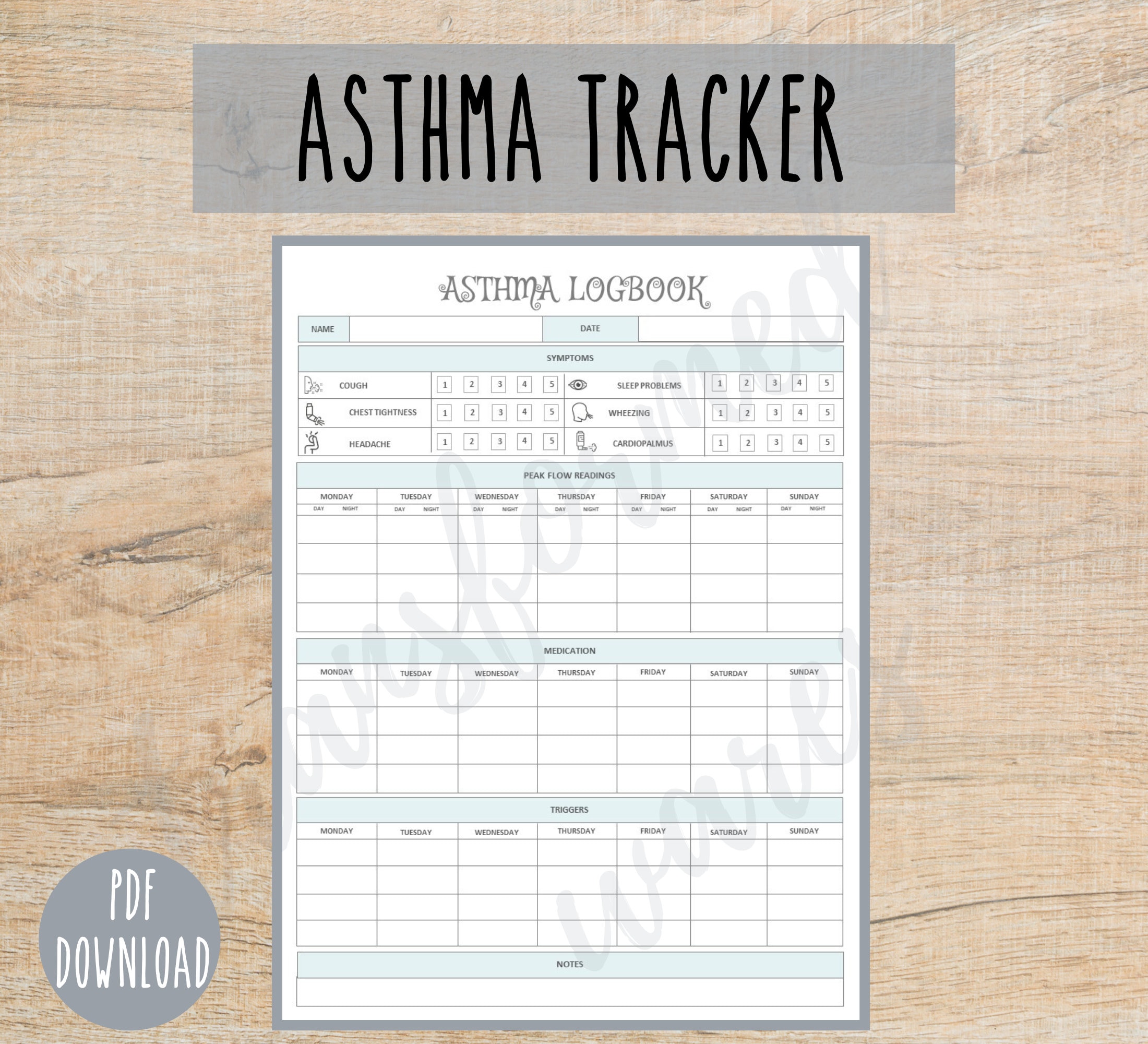 Asthma Tracker | Asthma Log | Respiratory Illness Log | Symptom Log ...