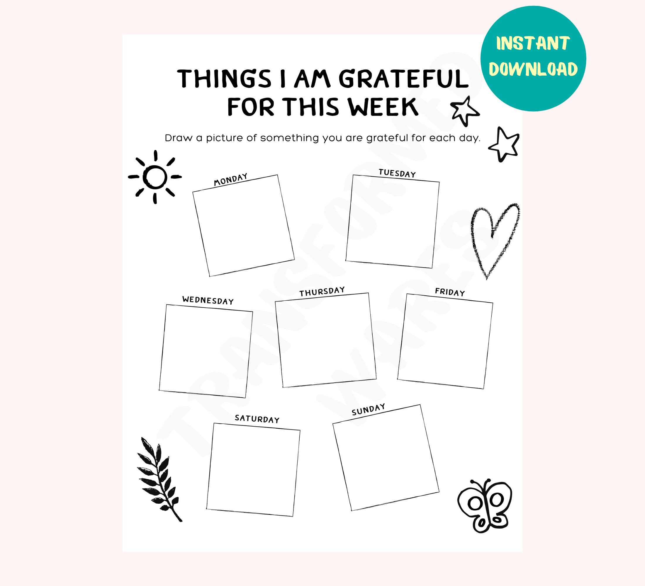 Kids Gratitude Journal Printable | Weekly | Minimalist | Thankfulness ...