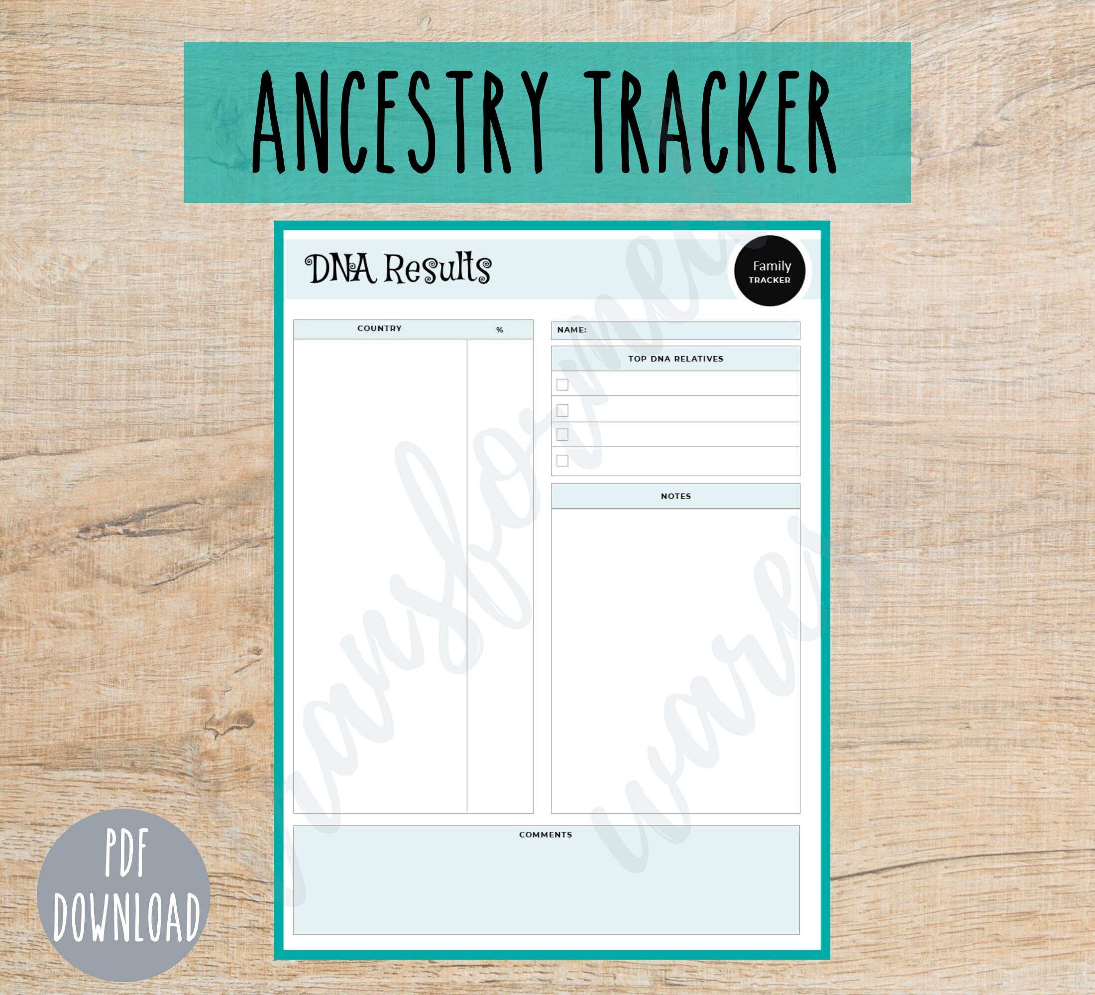 Ancestry Tracker Genealogy Tracker Ancestry Planner Genealogy Printable ...