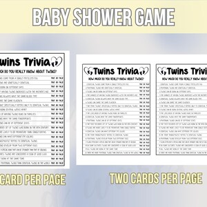 Twins Trivia Baby Shower Game, Printable True False Baby Shower Game ...