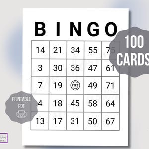 Jumbo Bingo Cards | Large Print 1-75 Bingo Cards | 1 per Page ...
