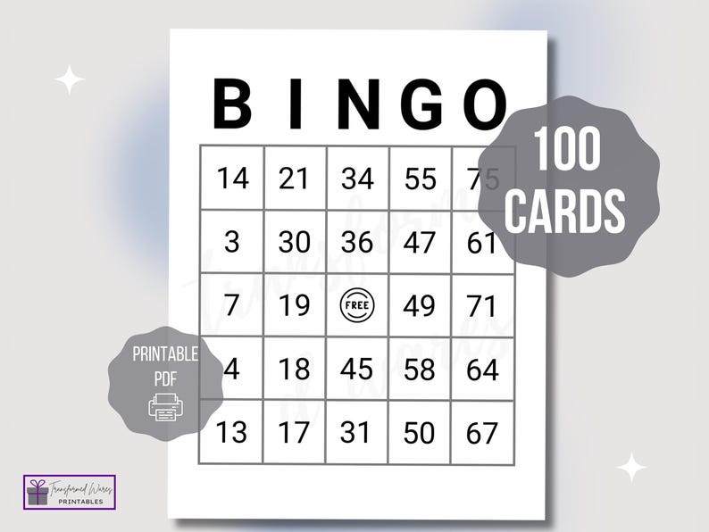 Jumbo Bingo Cards | Large Print 1-75 Bingo Cards | 1 per Page ...