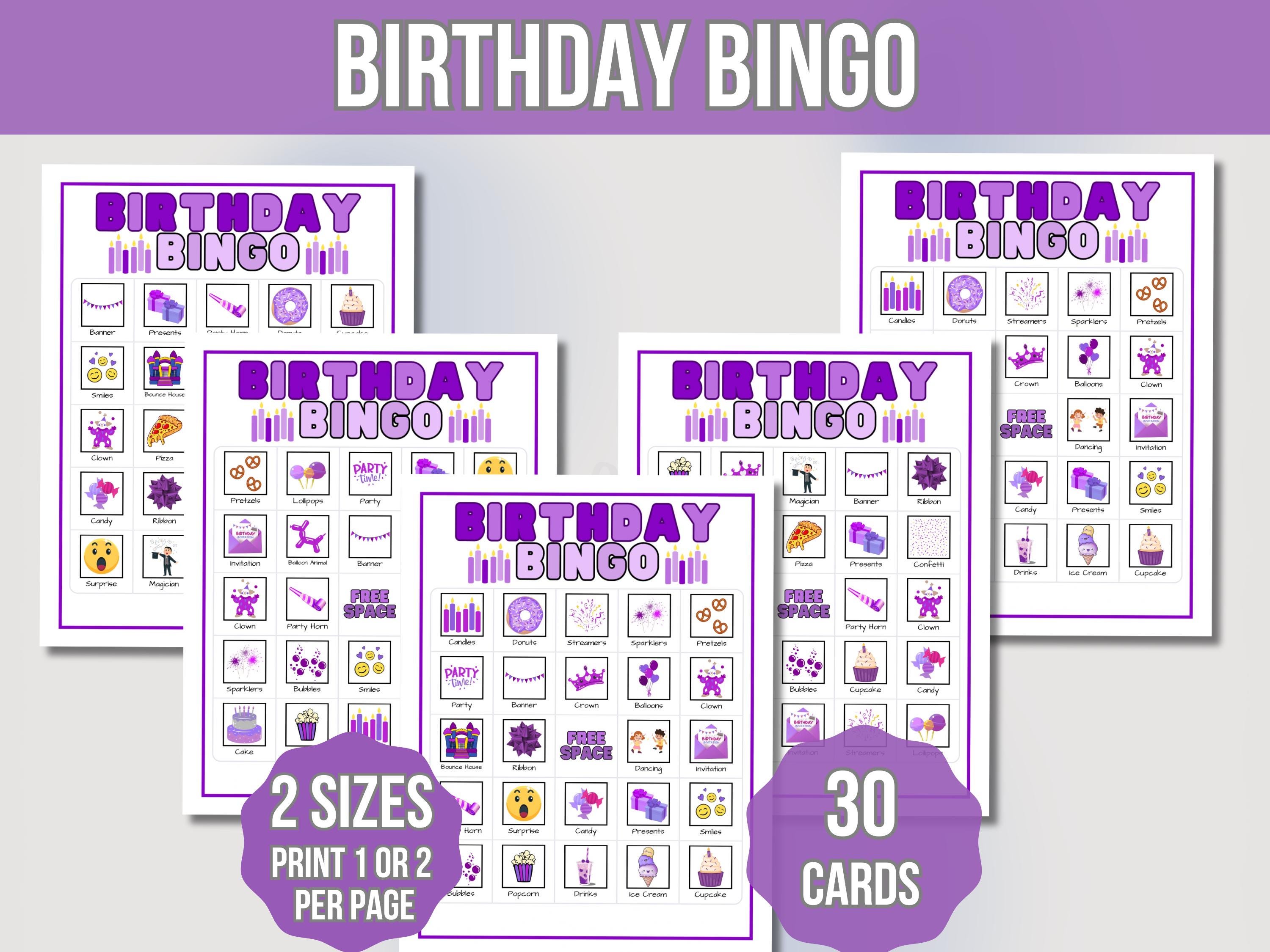 Birthday Bingo, 30 Birthday Bingo Cards, Birthday Party Game, Happy ...