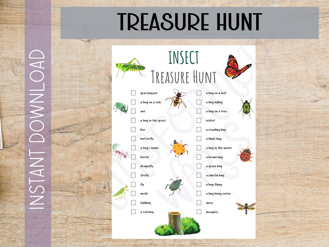 Insect Treasure Hunt for Kids | Outdoor Scavenger Hunt Game | I Spy ...