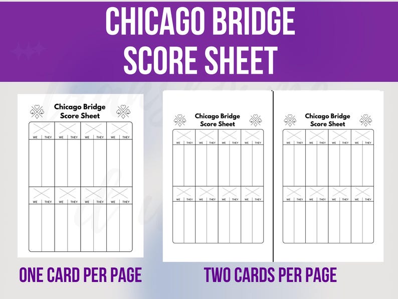 Chicago Bridge Score Sheet Template, Printable Chicago Bridge Score ...