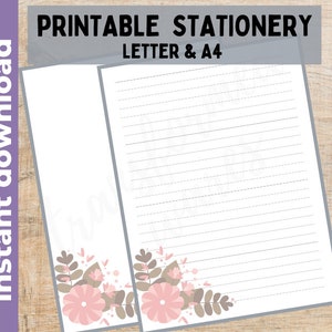 Printable Stationery Pink Floral Writing Paper Notepaper - Etsy