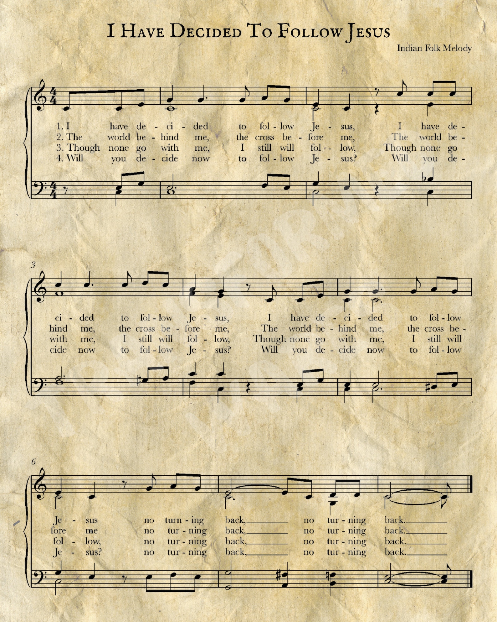 I have decided to follow Jesus Print Printable Vintage Sheet | Etsy