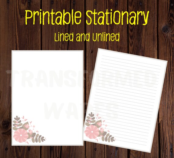 Printable Stationery Pink Floral Writing Paper Notepaper | Etsy