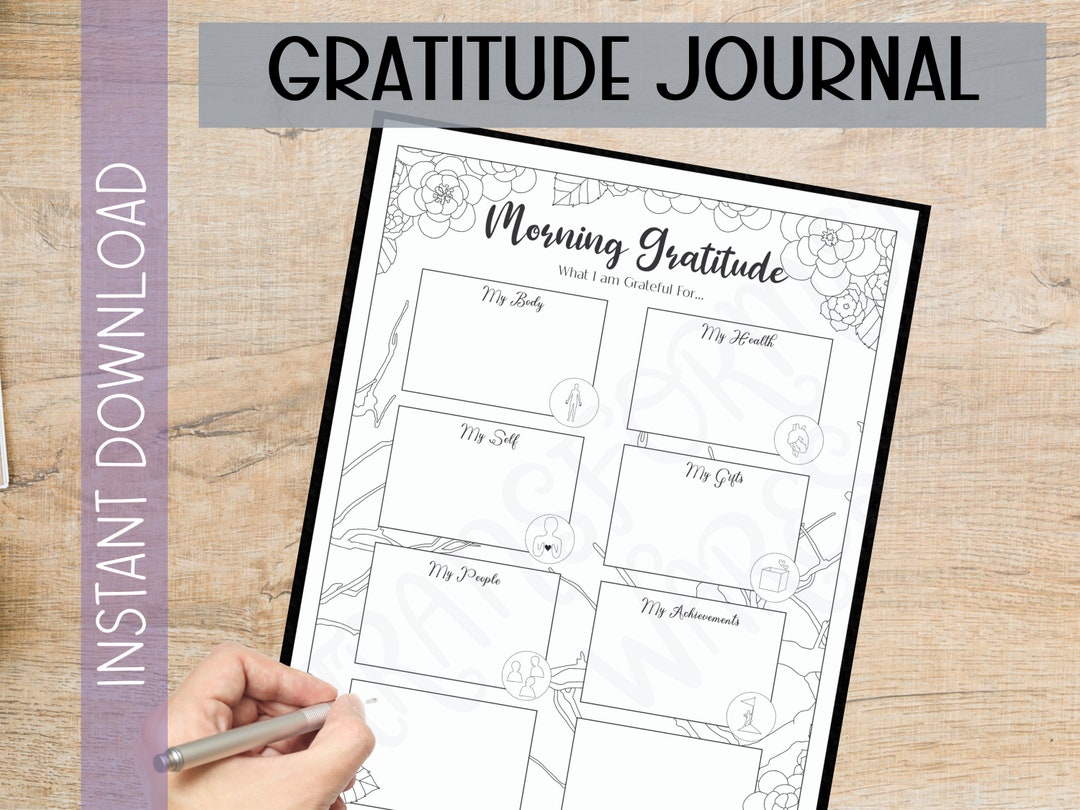 Gratitude Journal Printable Morning Routine Coloring Adult Coloring ...