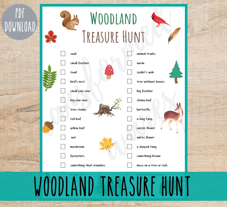 Woodland Treasure Hunt for Kids | Outdoor Scavenger Hunt Game | Nature ...