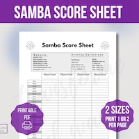 Samba Card Game Score Sheet for 2 or 4 People, Simple, Easy to Understand, Everything You Need ...