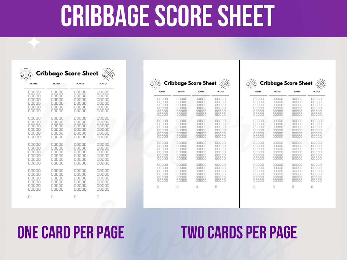 Cribbage Score Sheet Template, Printable Cribbage Score Sheet, Cribbage ...