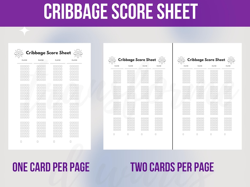 Cribbage Score Sheet Template, Printable Cribbage Score Sheet, Cribbage ...