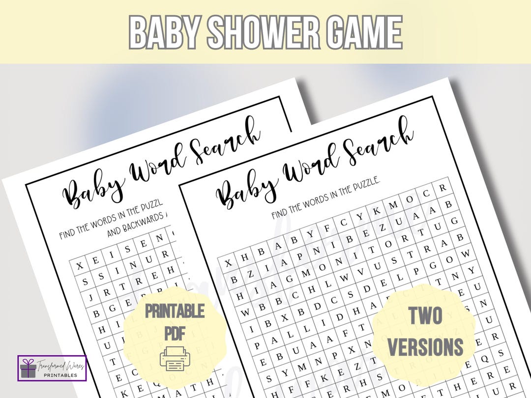 Baby Shower Games | Baby Shower Word Search | Baby Shower Word Find ...