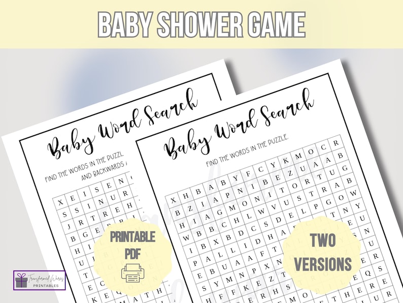 Baby Shower Games | Baby Shower Word Search | Baby Shower Word Find ...