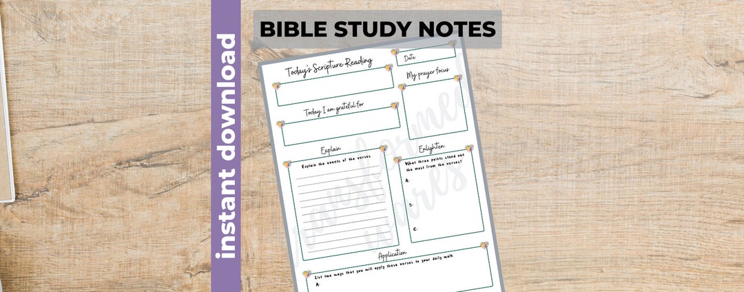 Bible Study Notes PDF Printable Instant Download Church - Etsy