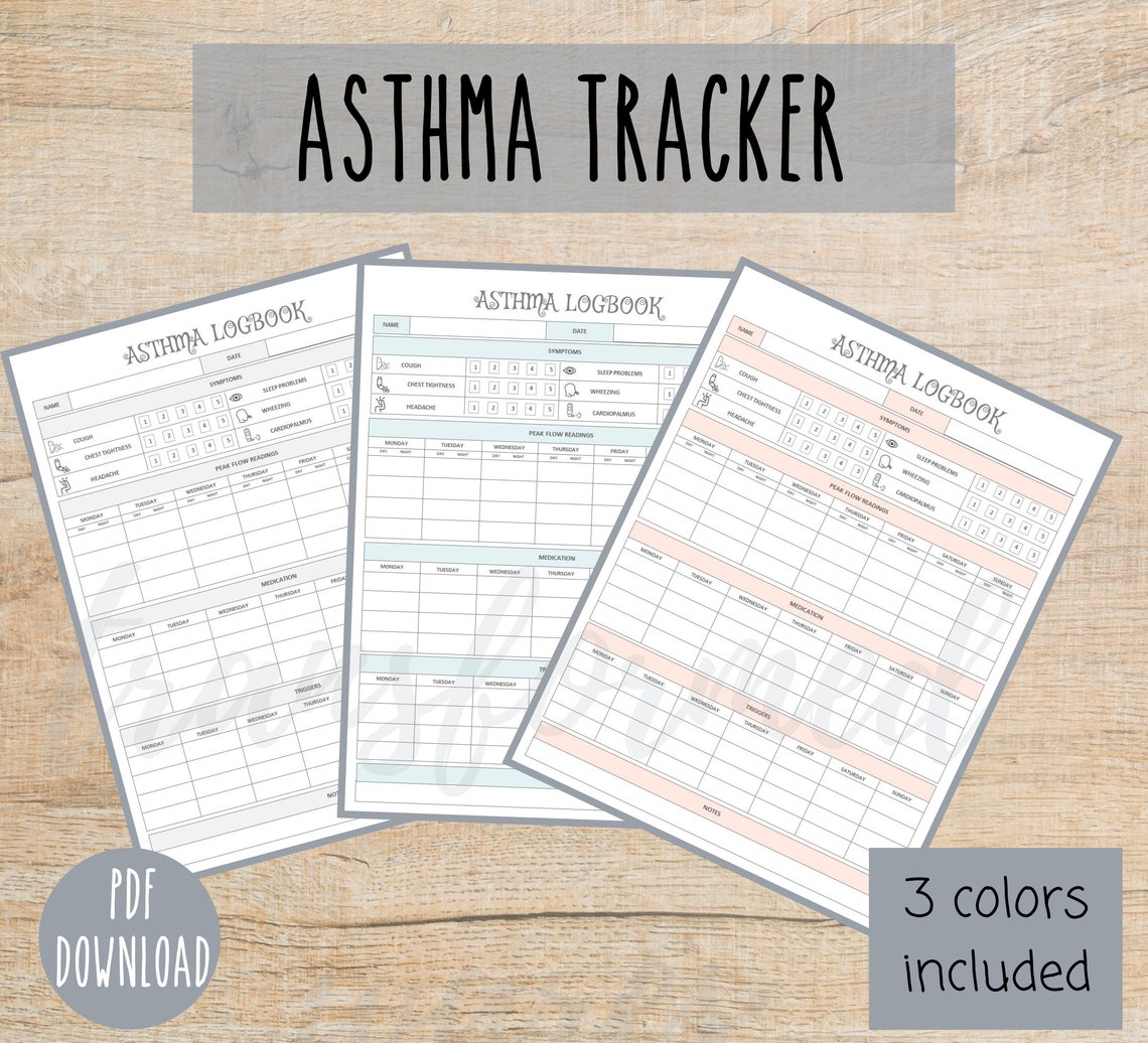 Asthma Tracker Asthma Log Respiratory Illness Log Symptom Log Chronic Illness Health Journal ...