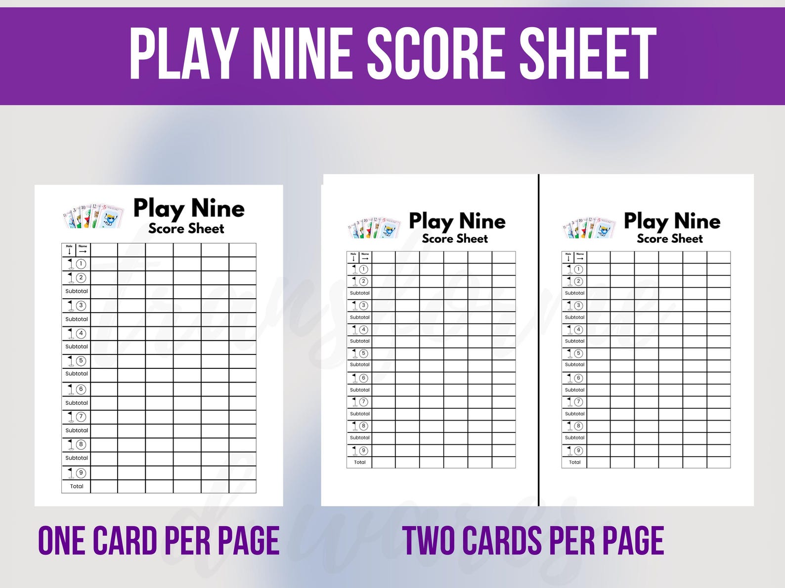 Play Nine Score Sheet Template, Printable Play Nine Score Sheet, Play ...