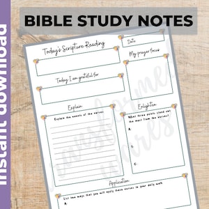 Bible Study Notes PDF Printable Instant Download Church - Etsy