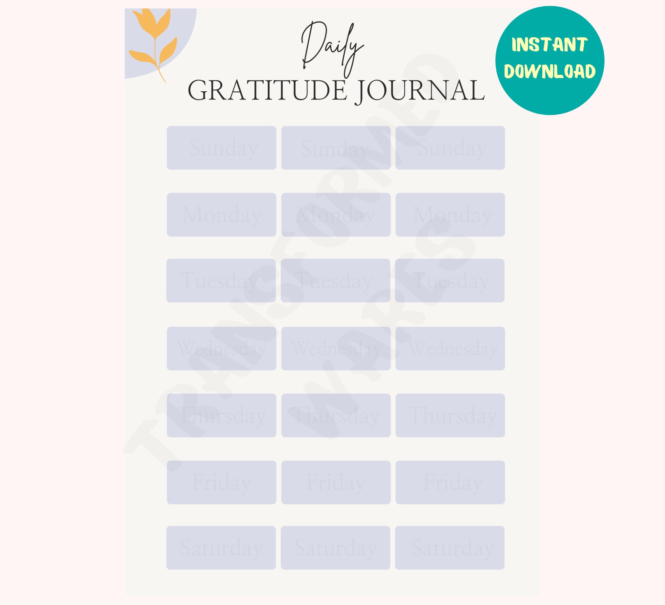 Gratitude Journal Printable Daily Thankfulness Planner - Etsy