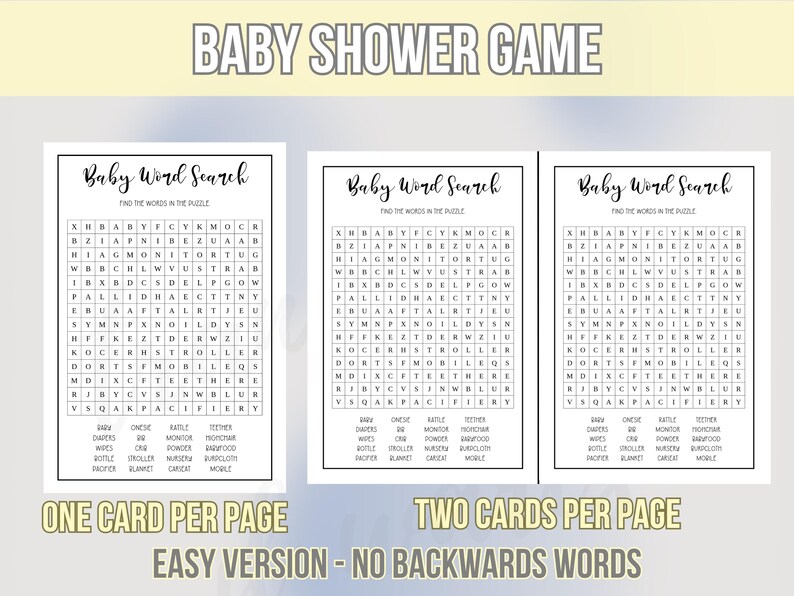 Baby Shower Games | Baby Shower Word Search | Baby Shower Word Find ...