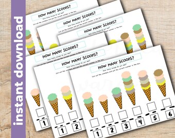 Ice Cream Counting Worksheets, Learning to Count, Kindergarten ...