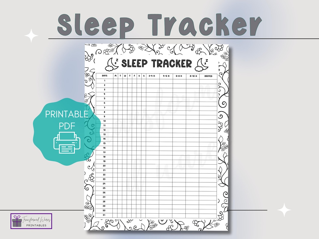 Sleep Tracker Journal Printable Page | Health Planner & Sleep Symptom ...