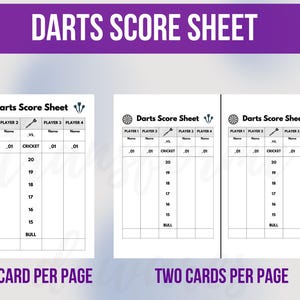 Darts Score Sheet Template, Printable Darts Score Sheet, Darts Game ...