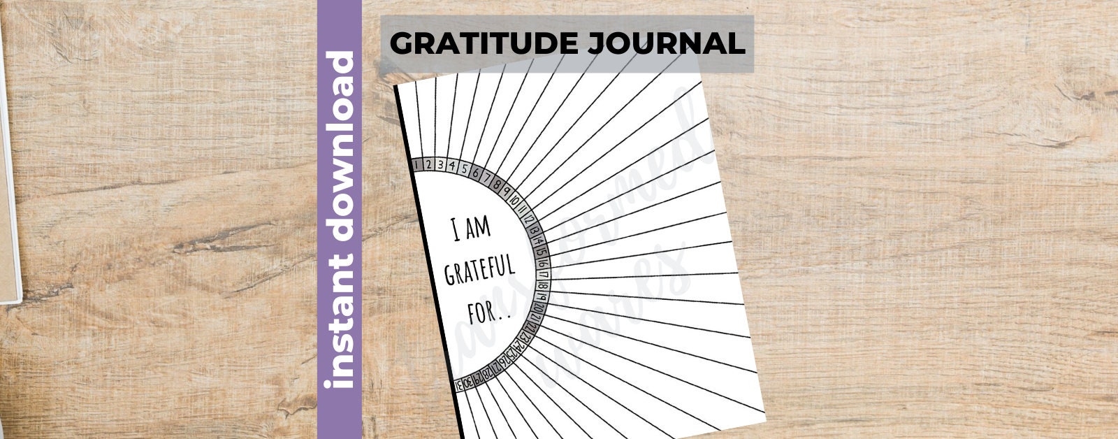 Sunburst Gratitude Journal Printable Monthly Thankfulness Planner Daily ...