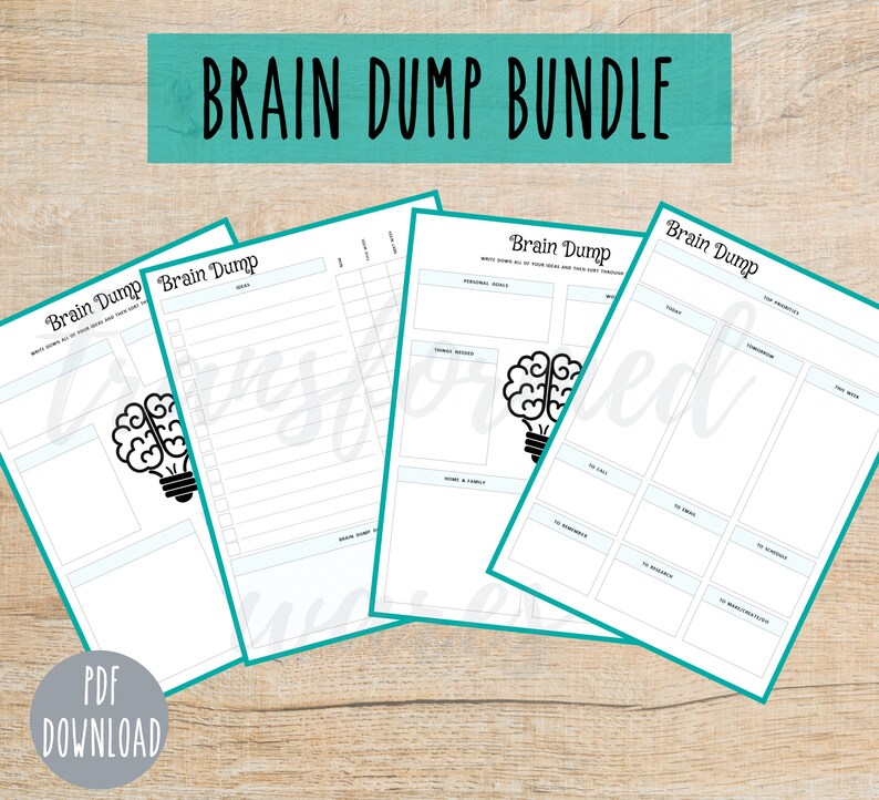 Brain Dump Bundle Printable Daily Thought Organizer PDF Instant ...